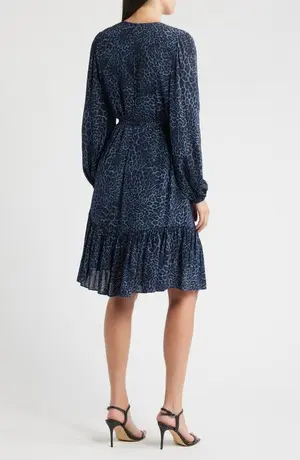 Kobi Halperin Printed Ruffle Hem Long Sleeve Dress