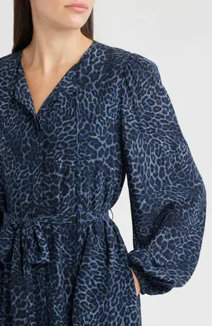 Kobi Halperin Printed Ruffle Hem Long Sleeve Dress
