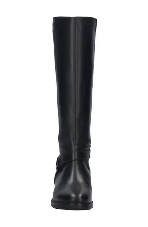 Josef Seibel Knee-high Leather Boots With Harness Strap - Black