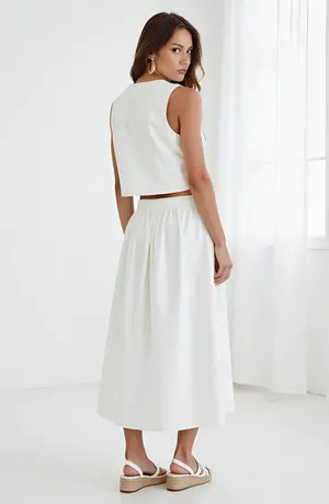 MODENAIRE Double-breasted Vest And Maxi Skirt Set