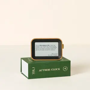 UNCOMMON GOODS Literary Clock Author Clock - Dark Brown Frame