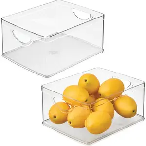 IDESIGN Stackable Pantry Storage Bin For Cabinets Or Fridge, Set Of 2 - Clear