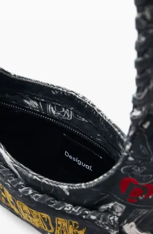 Desigual Embroidered Denim Shoulder Bag