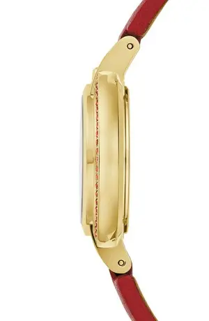 Bulova Rubaiyat Synthetic Fire Opal Leather Strap Watch - Red