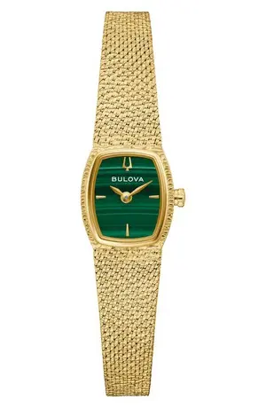 Bulova Goddess Of Time Malachite Tonneau Watch - Goldone