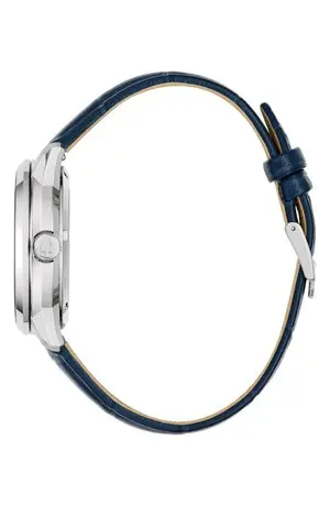 Bulova Sutton Skeleton Automatic Leather Strap Watch