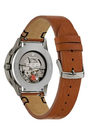 Bulova Frank Lloyd Wright Collection Kalil House Usonian Automatic Leather Strap Watch
