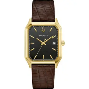 Bulova Tony Bennett Leather Strap Watch - Goldone