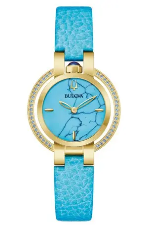 Bulova Rubaiyat Reconstituted Turquoise Leather Strap Watch