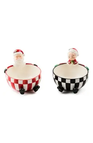 MACKENZIE-CHILDS Check It Out Set Of 2 Snack Bowls - Red