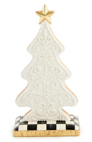 MACKENZIE-CHILDS Set Of 2 Handmade Gingerbread Tree Figurines - White