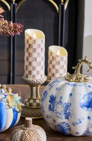 MACKENZIE-CHILDS Pillar Set Of 3 Candle Holders
