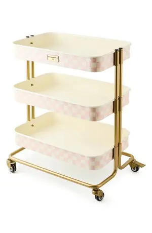 MACKENZIE-CHILDS Check 3-tier Kitchen Cart - Rosy