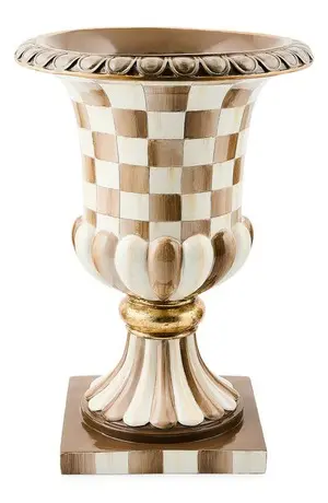 MACKENZIE-CHILDS Check Tabletop Pedestal - Mocha