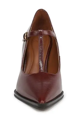 Franco Sarto Atley T-strap Pointed Toe Pumps - Mahogany Red