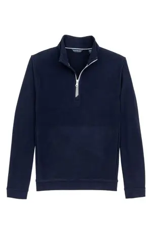 Scott Barber Mock Neck Stretch Fleece Half Zip Pullover - Navy