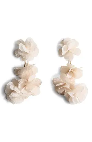 Mango Textured Flower Drop Earrings - Beige