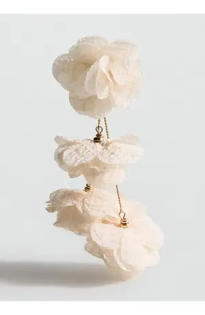 Mango Textured Flower Drop Earrings