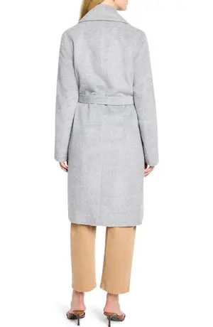 NIC+ZOE Wool Blend Belted Wrap Coat - Light Grey