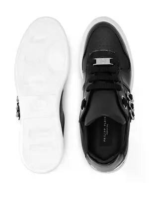 Philipp Plein Buckle-detail Patent Leather Sneakers - Black