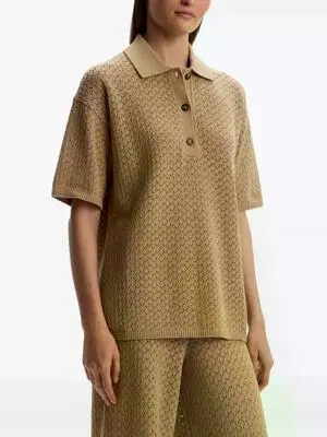 12 STOREEZ Open-knit Polo Top