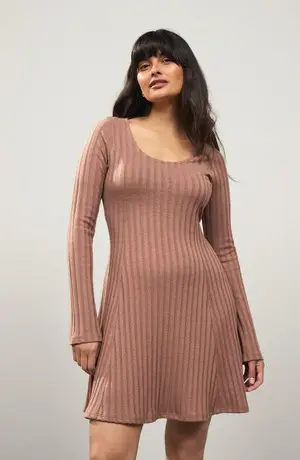 NEXT Ribbed Long Sleeve Mini Dress