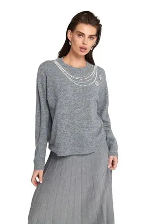 ELLE COLLECTION Embellished Pullover Sweater