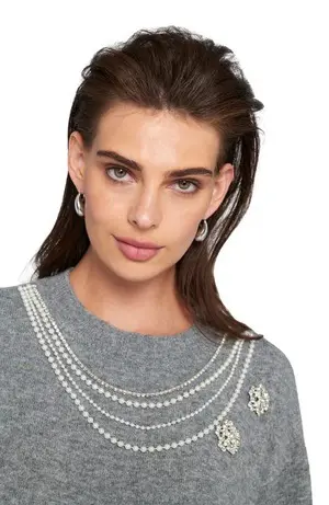 ELLE COLLECTION Embellished Pullover Sweater