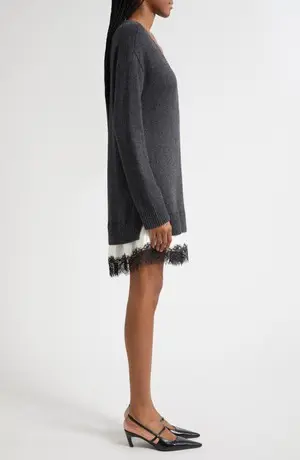 Cinq À Sept Simona Lace Trim Sweater Dress