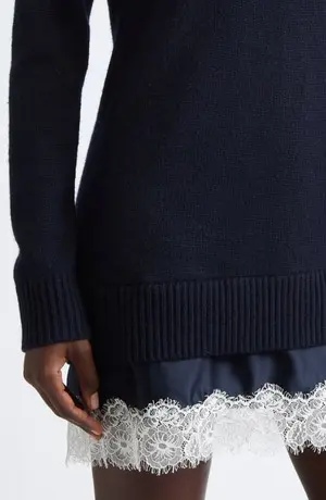 Cinq À Sept Simona Lace Trim Sweater Dress