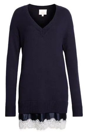Cinq À Sept Simona Lace Trim Sweater Dress