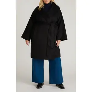 Universal Standard Wool Blend Wrap Coat - Black