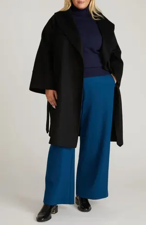 Universal Standard Wool Blend Wrap Coat - Black
