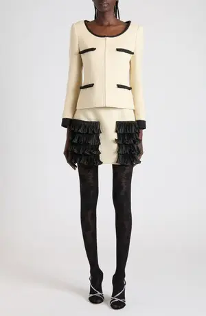 Valentino Garavani Contrast Ruffle Tweed Miniskirt