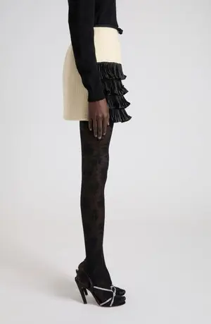 Valentino Garavani Contrast Ruffle Tweed Miniskirt