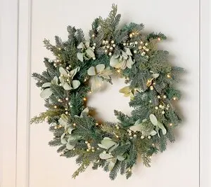 MARTHA STEWART As Is 24' Illuminated Sage & Berry Wreath - One-color