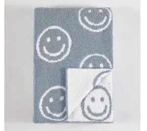 TRULY SOFT Cozy Smiley Reversible 50x70 Throw