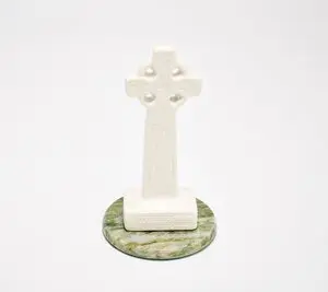 CONNEMARA MARBLE Ceramic Celtic Cross With Marble Base - One-color