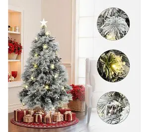 LUXEN HOME Luxenhome 5ft Lighted Fiber Optic Xmas Tree W/ Star Top - One-color