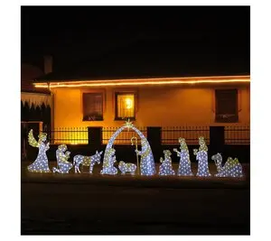 GLITZHOME Led Lighted Beaded Fabric Christmas N Ativity 11-pc - One-color