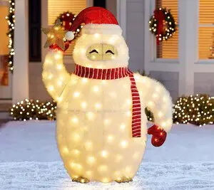 GLITZHOME 41'h Led Christmas Fabric Snowman Yet I Outdoor Decor - One-color