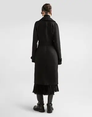 Dolce & Gabbana Tweed Double-breasted Trench Coat - Black