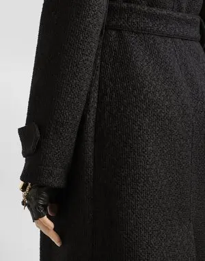 Dolce & Gabbana Tweed Double-breasted Trench Coat - Black