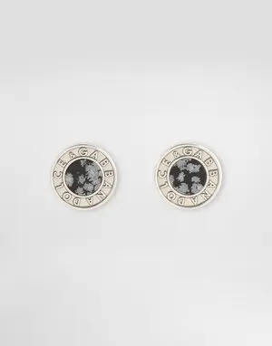 Dolce & Gabbana Logo Cufflinks With Stones - Silver