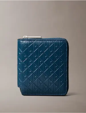Calvin Klein Embossed Emblem Logo Zip Wallet - Moonlit Ocean