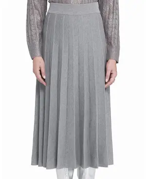 ELLE COLLECTION Pleated Sweater Skirt - Light/pastel Grey
