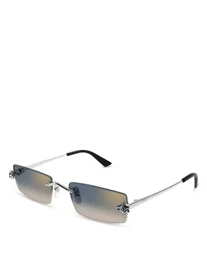 CARTIER Rectangular Sunglasses, 55mm - Silver