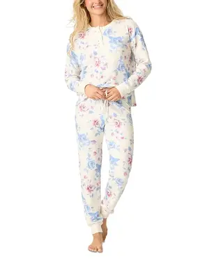 PJ Salvage Rodeo Rose Henley Pajama Set - Natural