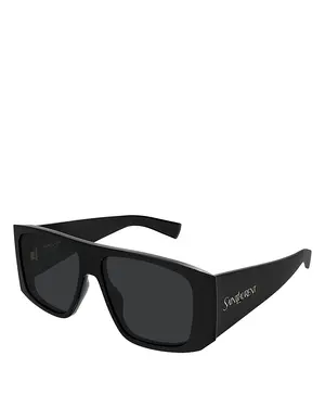 Saint Laurent Rectangular Full Rim Sunglasses, 57mm - Black