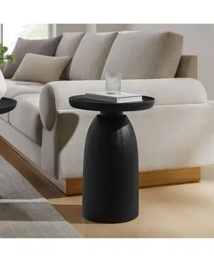 MODWAY Holloway Round Wood Side Table - Black